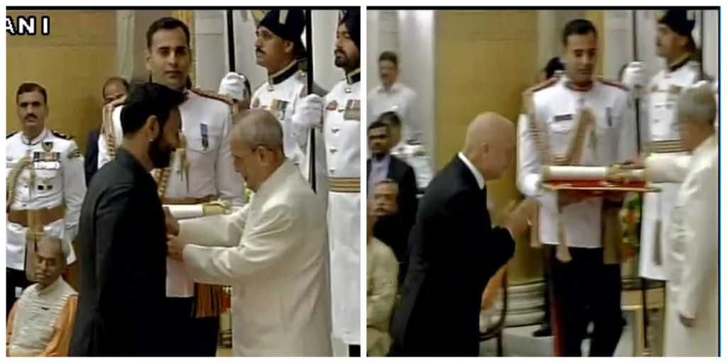 Ajay Devgan and Anupam Kher receive Padma Shri and Padma Bhushan Award respectively in Delhi ...