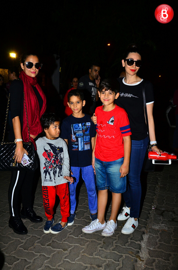 BFFs Karisma and Amrita's evening out with their kids. View Pics!