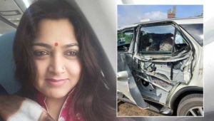 Actor-politician Khushbu Sundar escapes an accident; shares pictures of ...