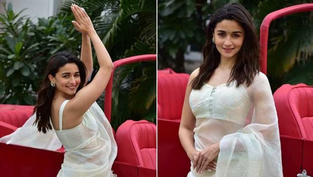 Alia Bhatt stuns in a white saree, strikes her Gangubai Kathiawadi pose