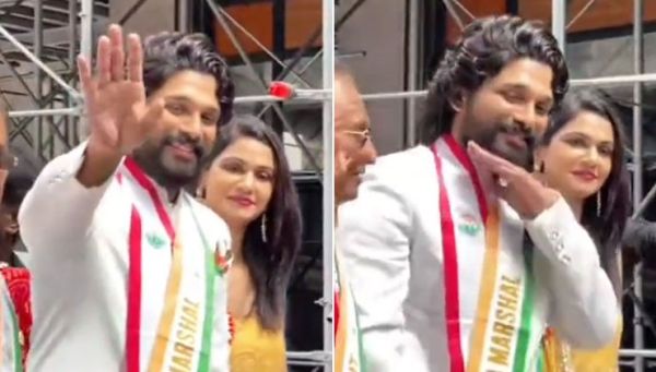 Allu Arjun enacts Pushpa hand gesture at India Day Parade in New York