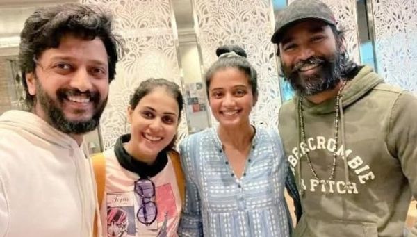 Dhanush poses for a priceless picture with Genelia, Riteish and Priyamani