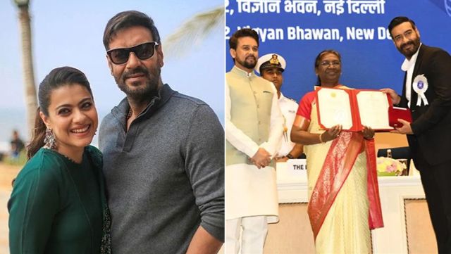 Kajol says 'looking good' as Ajay Devgn receives the National Film ...