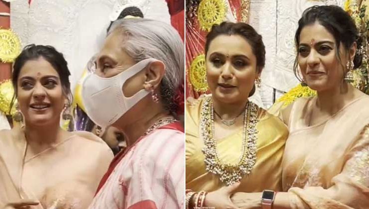 Kajol poses for photos with Jaya Bachchan, Rani Mukerji at Durga Puja ...
