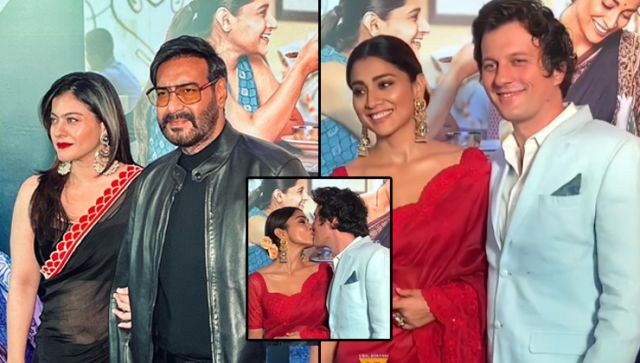 Ajay Devgn poses with Kajol at Drishyam 2 screening, Shriya Saran locks ...