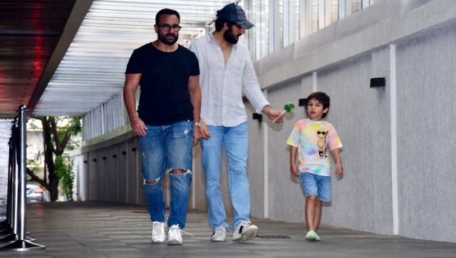 Saif Ali Khan gets spotted with sons Ibrahim and Taimur in the city