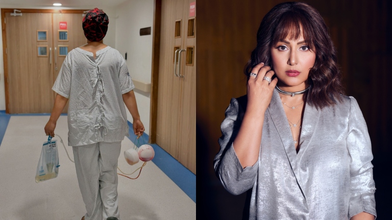 Hina Khan visits hospital for breast cancer treatment