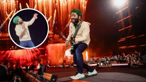 Arijit Singh recreates SRK's Chaleya hook steps at Ahmedabad
