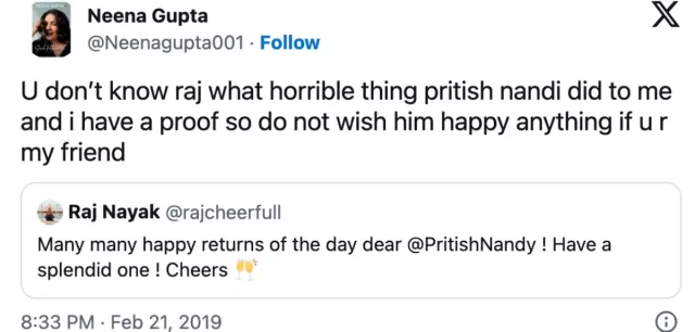 Neena Gupta doesn't mourn Pritish Nandy's loss
