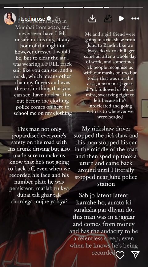 Edin Rose gets harassed by a drunk man, shares her harrowing experience