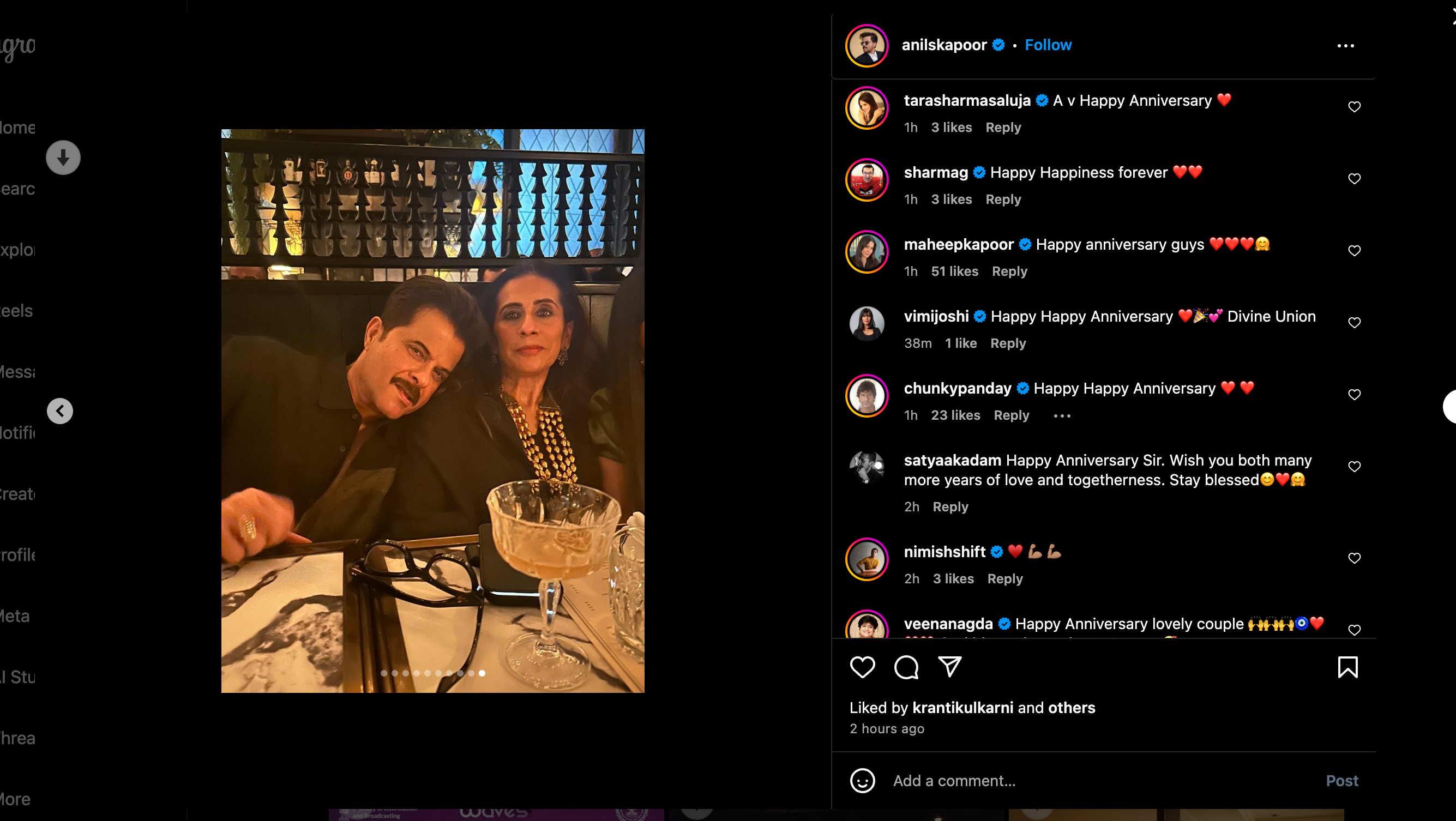 Anil Kapoor Pens Heartfelt Note On 41st Anniversary With Wife Sunita Kapoor